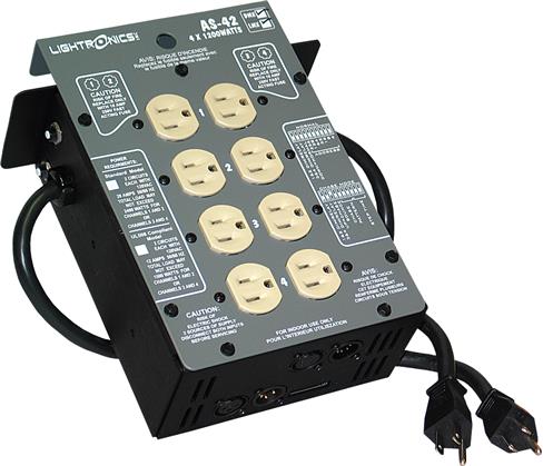 Lightronics AS42DC, 4x1.2kW, DMX/LMX, Cir Brkr
